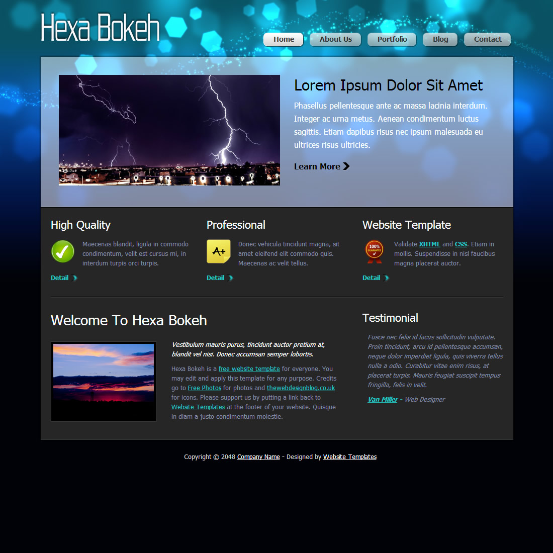Hexa Bokeh - Free HTML CSS Templates Hexa Bokeh - Free HTML CSS Templates