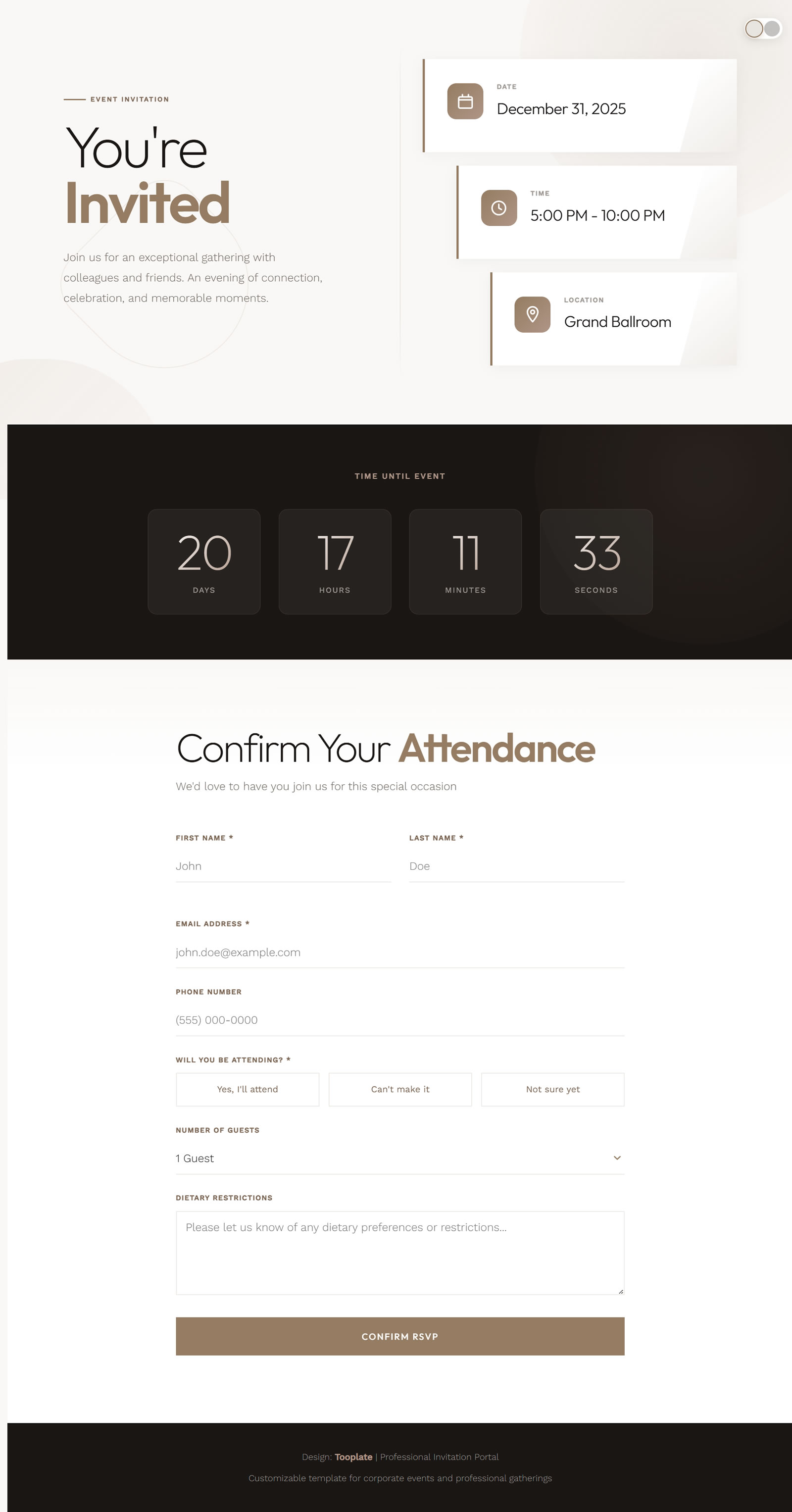 Event Invitation HTML Template by Tooplate