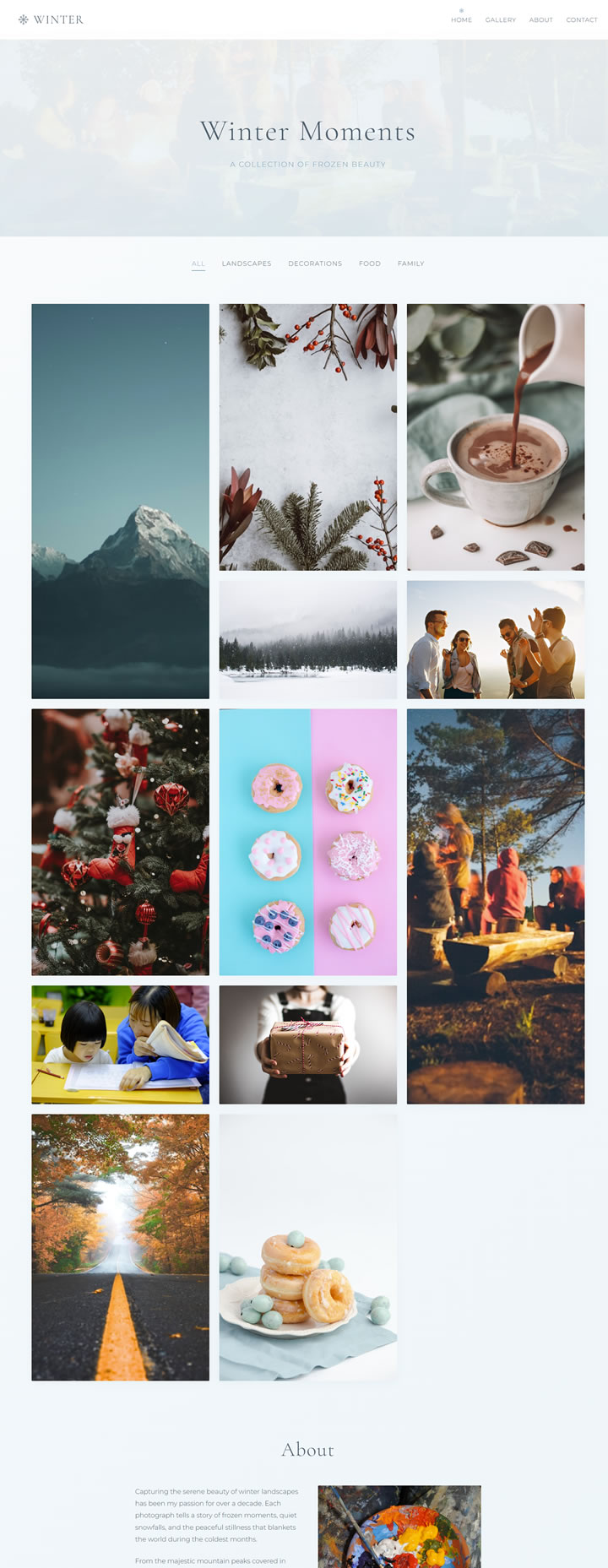 Winter Gallery HTML Template by Tooplate