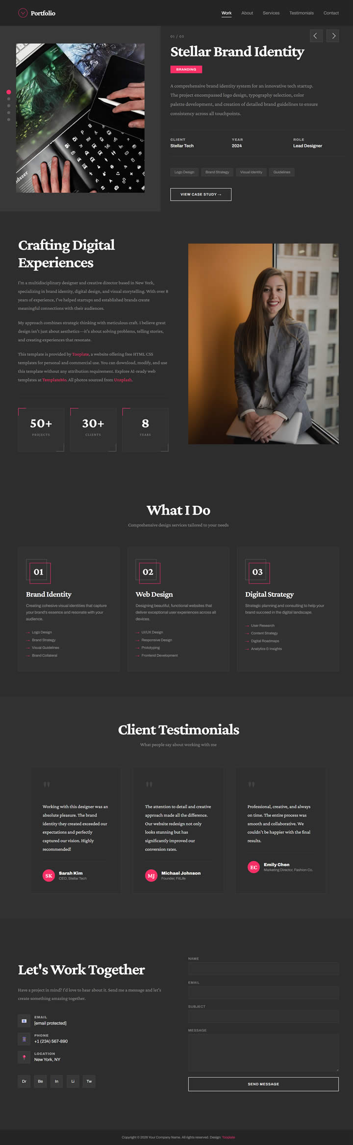 Split Screen Portfolio HTML Template by Tooplate